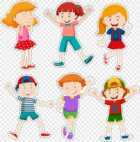 Conjunto De Adesivos De Meninos E Meninas Felizes Png Pngwing