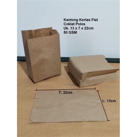 Jual Kantong Kertas Makanan Kantong Kertas Coklat Paperbag Flat Kantong Kertas Coklat