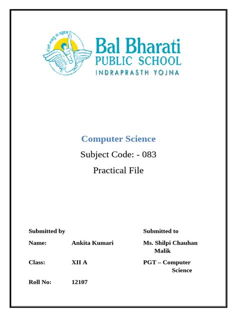 Practical File Class Xii Pdf Computer Science Computing