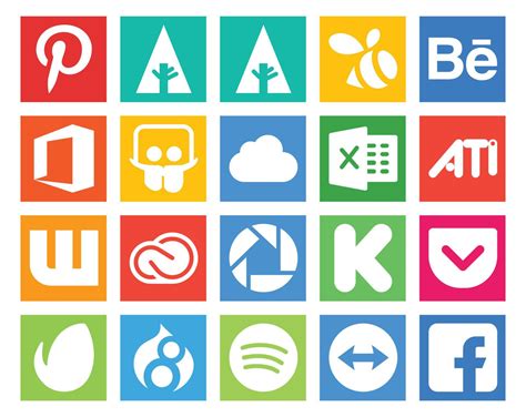 20 Social Media Icon Pack Including Drupal Pocket Ati Kickstarter Adobe