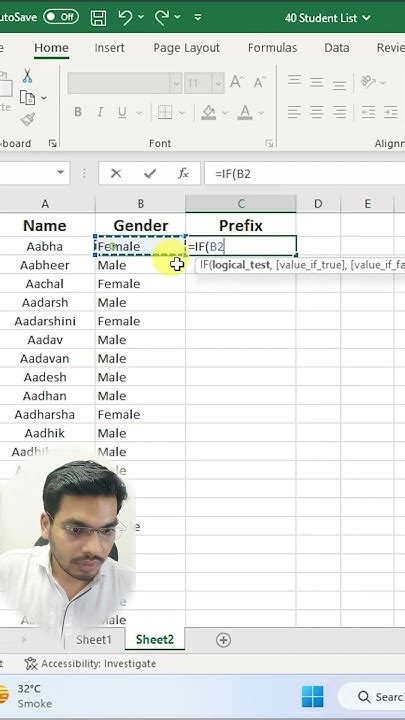 How To Add Mr And Ms According To Gender In Excel Add Prefix Mr