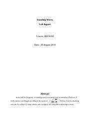 Standing Waves Lab Report Docx Standing Waves Lab Report Course PHYS Date August