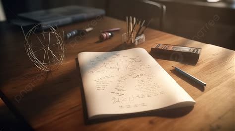 Mathematical Equations On Wooden Table A 3d Rendered White Paper Background Knowledge