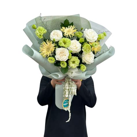 BÓ Hoa HỒng TrẮng CỒ Mix CÁt TƯỜng Domy Flower Mua Hoa Online Tphcm