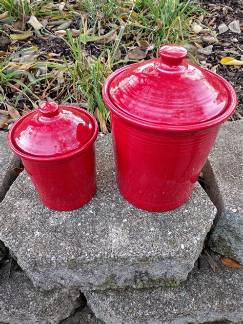 Canister Fiesta Ware Scarlet Red Ceramic Canisters Homer Laughlin