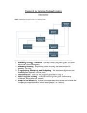 Framework For Marketing Strategy Formation Docx Framework For Marketing Strategy Formation
