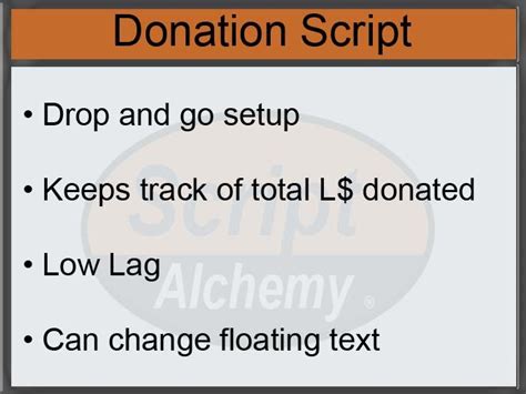 Second Life Marketplace Script Alchemy Donation Script