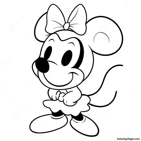 Cute Minnie Mouse With Bow Coloring Page Coloring