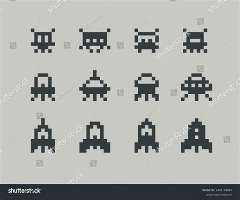 8 Bit Arcade Game Elements Icons Stock Vector Royalty Free 2438148645