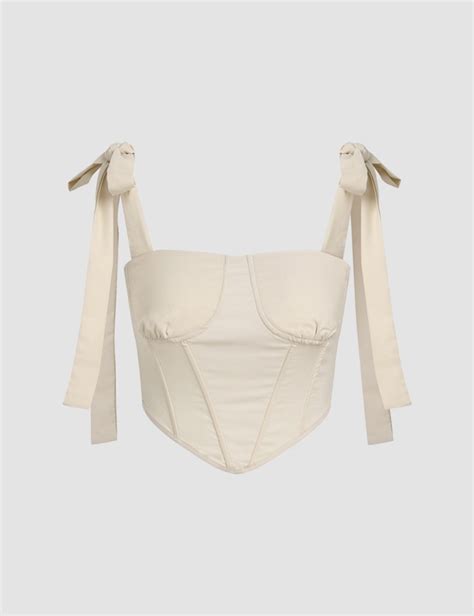 [해외 러블리] 리본 스트랩 코르셋 뷔스티에 슬리브리스 탑 에이블리