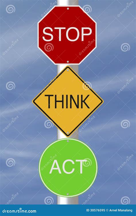 Stop Think Act Stock Illustration Illustration Of Warning 30576595