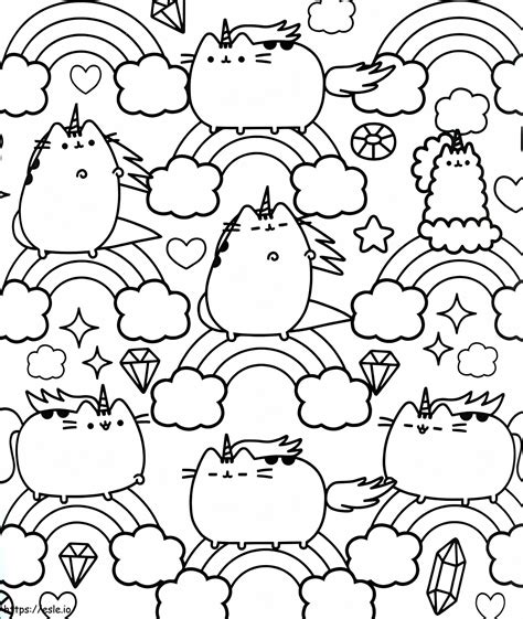 Unicorns Pusheen Cats Coloring Page Printable Printable Coloring Pages