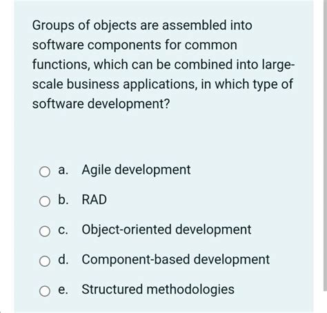 solved groups of objects are assembled into software