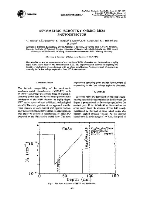 Pdf Asymmetric Schottky Ohmic Msm Photodetector