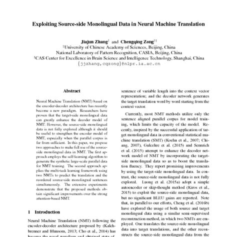 Exploiting Source Side Monolingual Data In Neural Machine Translation