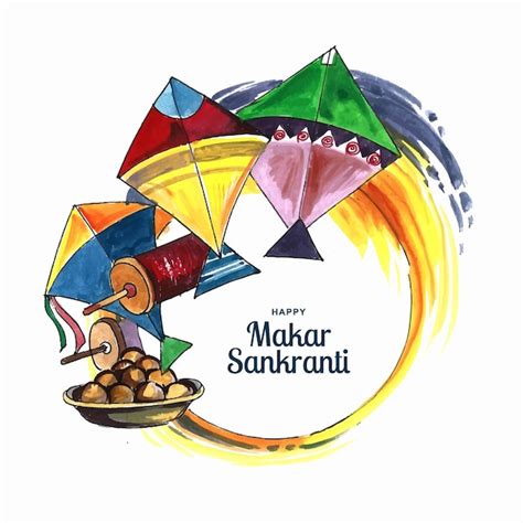 해피 Makar Sankranti 휴일 카드 인도 축제 디자인 무료 벡터