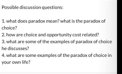 Solved Possible Discussion Questions What Does Paradox Mean