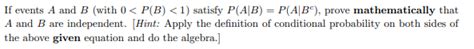 Solved If Events A And B With Chegg Com