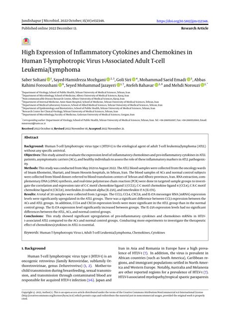 Pdf High Expression Of Inflammatory Cytokines And Chemokines In Human
