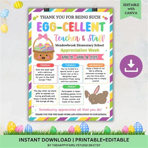 Easter Teacher Appreciation Flyer Egg Cellent Spring Theme Digital