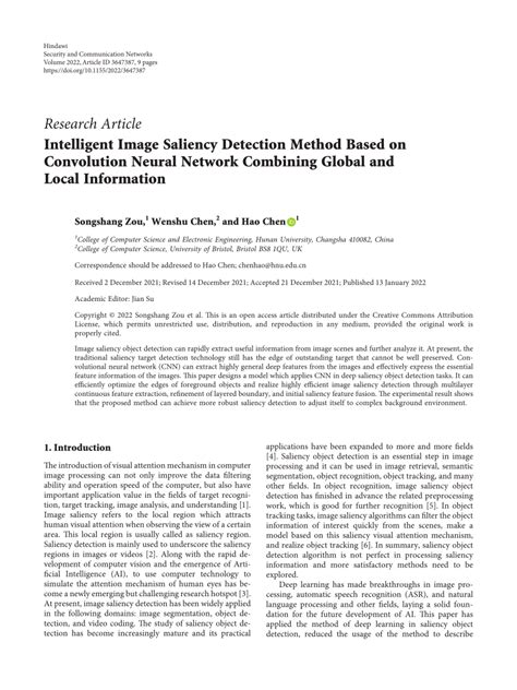 Pdf Intelligent Image Saliency Detection Method Based On Convolution Neural Network Combining