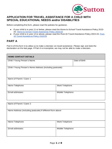 Special Educational Needs Transport Application Doc Template Pdffiller