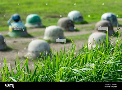 44 Helmets Monument Symbolising German Wwi Occupation After The Battle