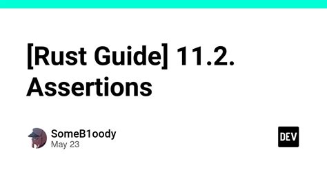 Rust Guide 112 Assertions Dev Community