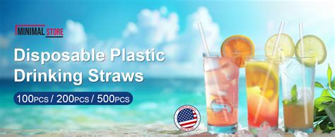 Minimal Store 500 Pcs Clear Plastic Straws Disposable 10