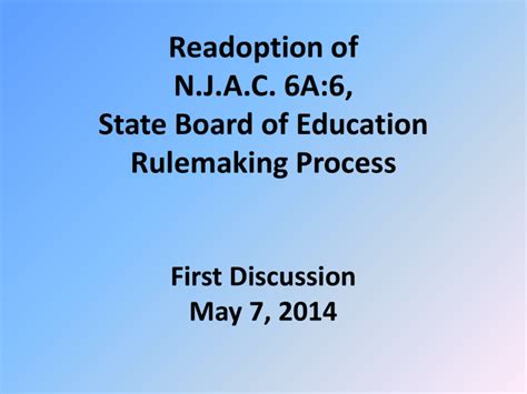 Readoption Of N J A C 6A 6 State Board Of Education Rulemaking