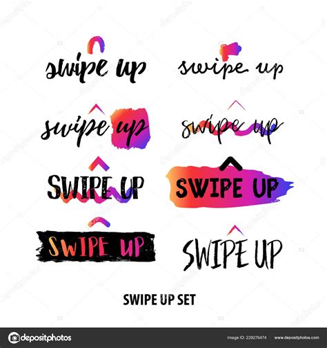 Swipe Up Icon Set Isolated On White Background With Grunge Yellow Stains For Social Media