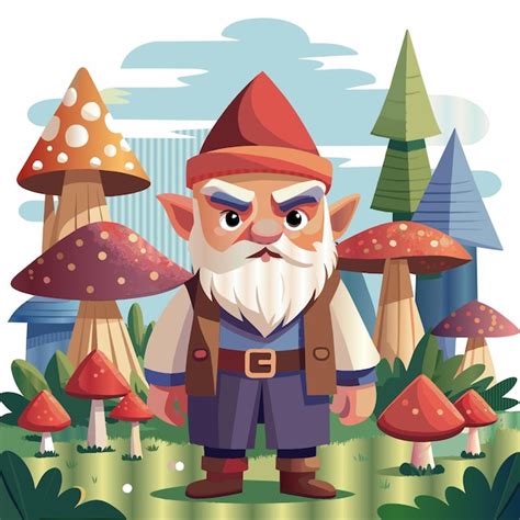 Premium Vector A Cartoon Of A Gnome With A Hat And A Beard