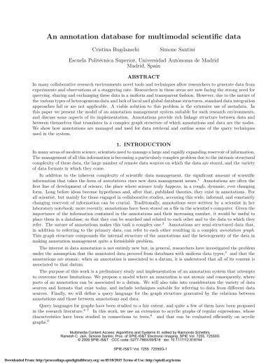 An Annotation Database For Multimodal Scientific Data