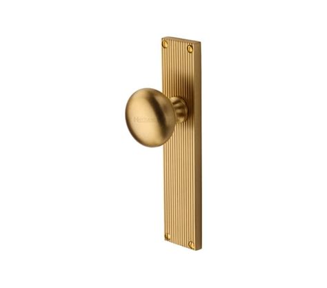Heritage Brass V9200 Sb Victoria Mortice Knobs On Reeded Backplate