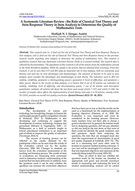 Pdf A Systematic Literature Review The Role Of Classical Test Theory And Item Response