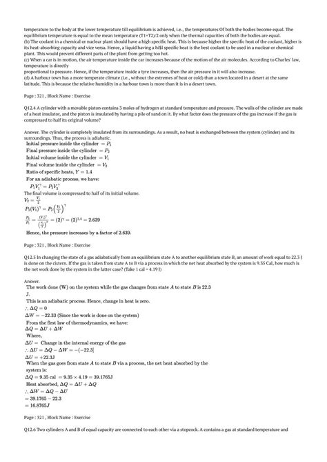 Ncert Solutions For Class Physics Chapter Thermodynamics Question Answer Pdf Aglasem
