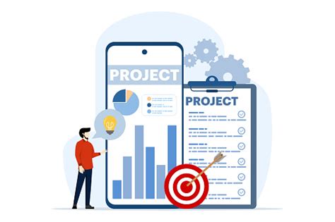 프로젝트 관리 개념 전략 동기 부여 및 성공적인 리더십 온라인 마케팅 분석 및 개발 현대 평면 만화 스타일입니다 흰색 배경에 벡터 그림입니다 Brand Name Smart