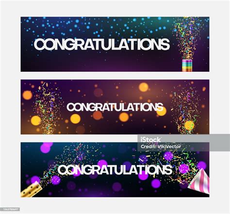 텍스트 색종이 크래커 벡터 일러스트를위한 장소와 현실적인 축하 배너 컬렉션 0명에 대한 스톡 벡터 아트 및 기타 이미지 0명 3차원 형태 개체 그룹 Istock