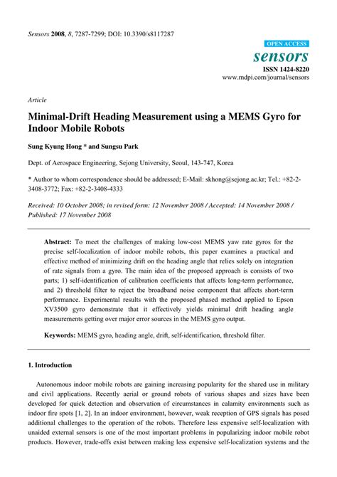 Pdf Minimal Drift Heading Measurement Using A Mems Gyro For Indoor