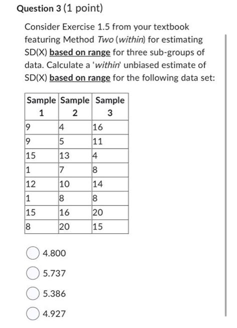 Solved Question 1 1 Point Consider Table 11 From Your