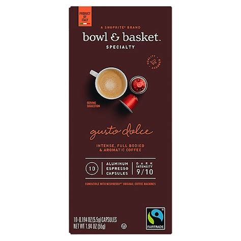 Bowl And Basket Specialty Gusto Dolce Espresso Capsules 0194 Oz 10 Count