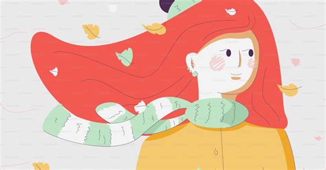 스카프를 두른 긴 빨간 머리의 여성 벡터 Unsplash의 스카프 이미지