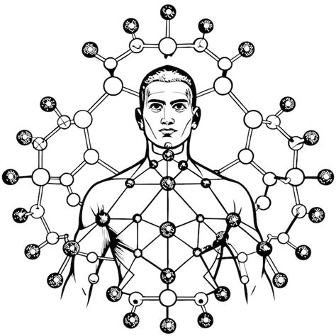 A Man Standing With A Complex Network Of Dots And Lines Around Him A Simple Outline In Black And