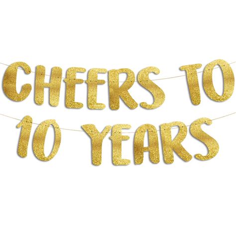 Cheers To 10 Years Gold Banner Long Service Badges