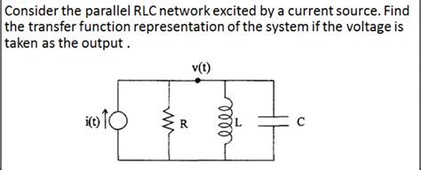Solved Consider The Parallel Rlc Network Excited By A