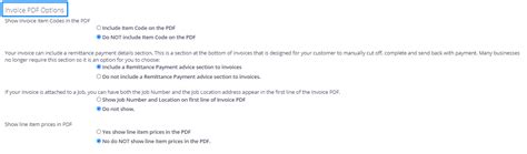 invoice pdf options formitize help desk