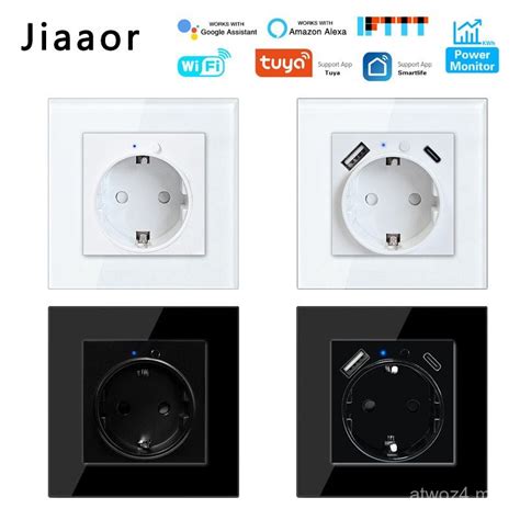 Cross Border European Standard Wifi Smart Socket Tempered Glass Panel