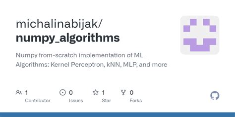 Github Michalinabijaknumpyalgorithms Numpy From Scratch Implementation Of Ml Algorithms
