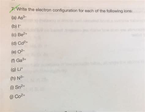 Solved Write The Electron Configuration For Each Of The