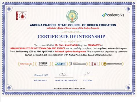 Fullstackdevelopment Pythondeveloper Internshipcompleted